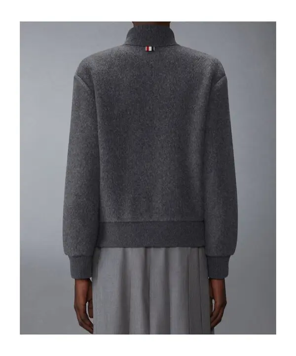 Thom Browne Zip-up Knitted Cardigan With Signature Stripe Detail