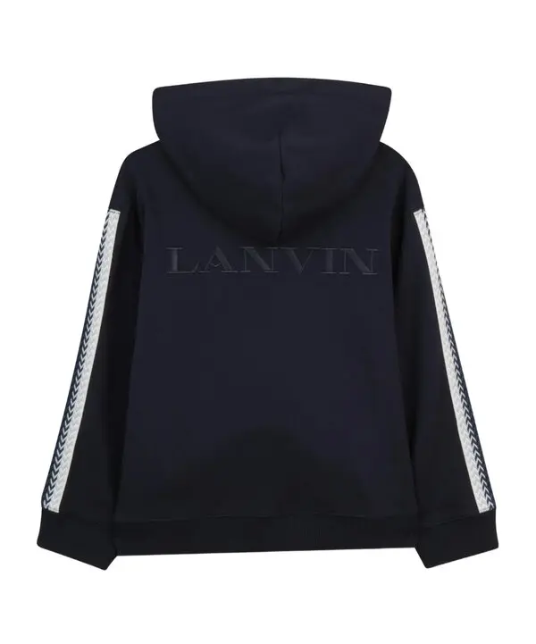 LANVIN Enfants Logo Embroidered Zip-up Hoodie - Navy