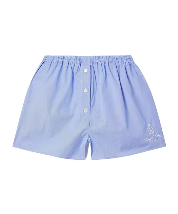 SPORTY  RICH Sporty & Rich Vendome Embroidered Pinstripe Shorts