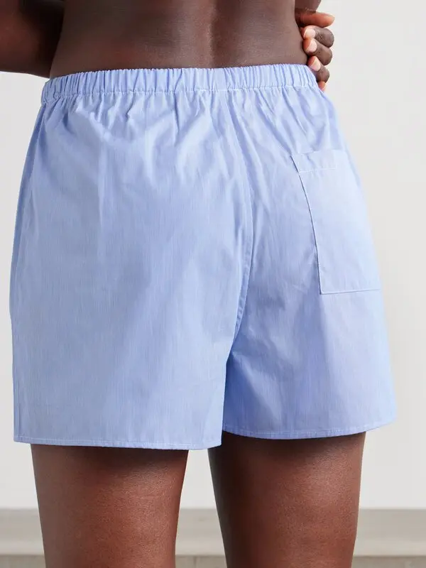 SPORTY  RICH Sporty & Rich Vendome Embroidered Pinstripe Shorts