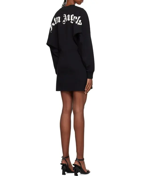 Palm Angels Logo Print Long Sleeve Sweater Dress