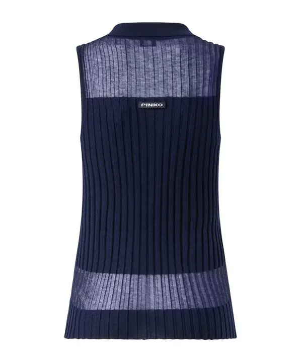 Pinko Ribbed Polo Vest Top - Black