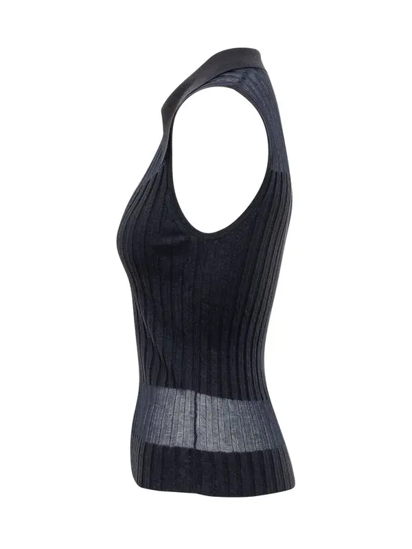 Pinko Ribbed Polo Vest Top - Black