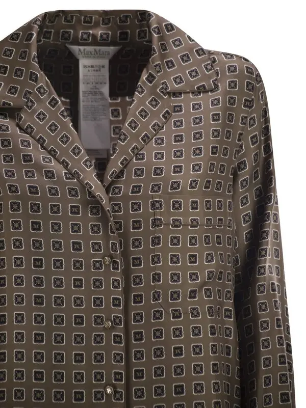 Max Mara Open Front Printed Silk Shirt - Brown