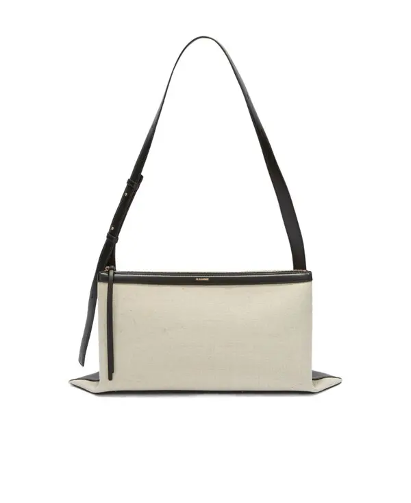 JIL SANDER Large Shoulder Bag With Logo Detail - Nude