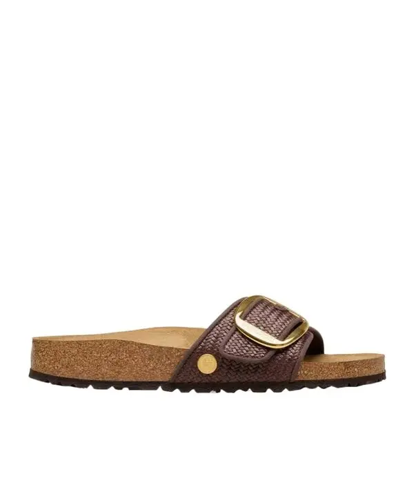 BIRKENSTOCK Raffia Flat Sandals With Big Buckle - Brown