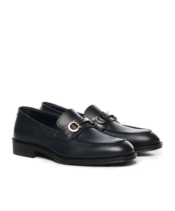 FERRAGAMO Gancini Buckled Loafers - Black