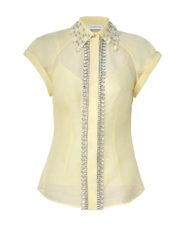 Zimmermann Diamante Embellished Semi-sheer Shirt