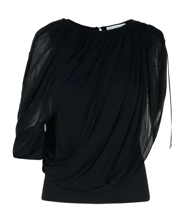 LANVIN Draped Pleated Top - Black