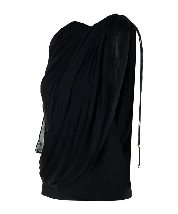 LANVIN Draped Pleated Top - Black