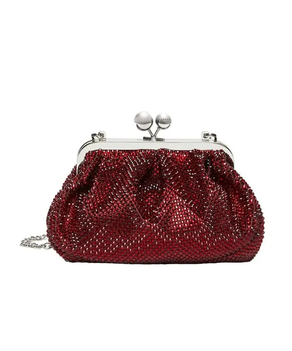 Max Mara Small Pasticcino Bag In Satin With Rhinestones - Red