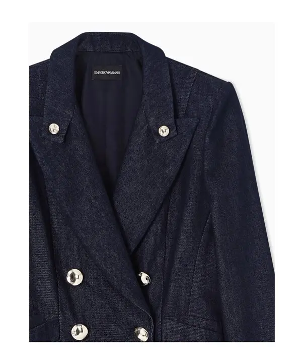 Emporio Armani Double-breasted Peak Lapel Coat - Dark Blue
