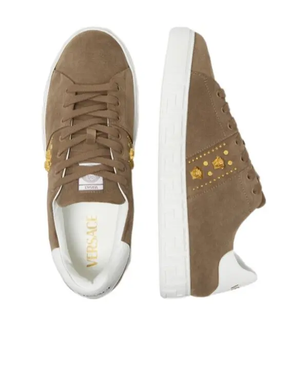Versace Greca Embellished Lace-up Sneakers - White