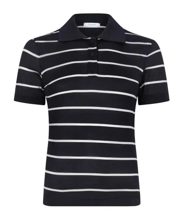 Max Mara Bellico Striped Short-sleeved Polo Shirt - Black