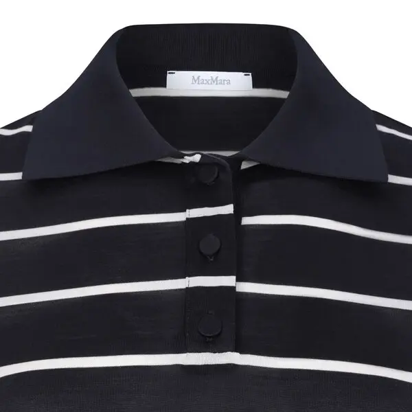 Max Mara Bellico Striped Short-sleeved Polo Shirt - Black