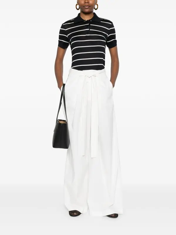 Max Mara Bellico Striped Short-sleeved Polo Shirt - Black