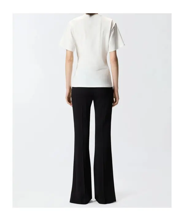 Pinko Ruched Detail T-shirt With Gold Appliqu - White