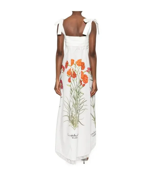 Alberta Ferretti Floral Print Maxi Dress With Lace Trim