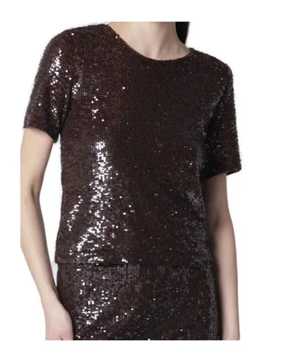 P.a.r.o.s.h Sequin Embellished Short Sleeve Blouse
