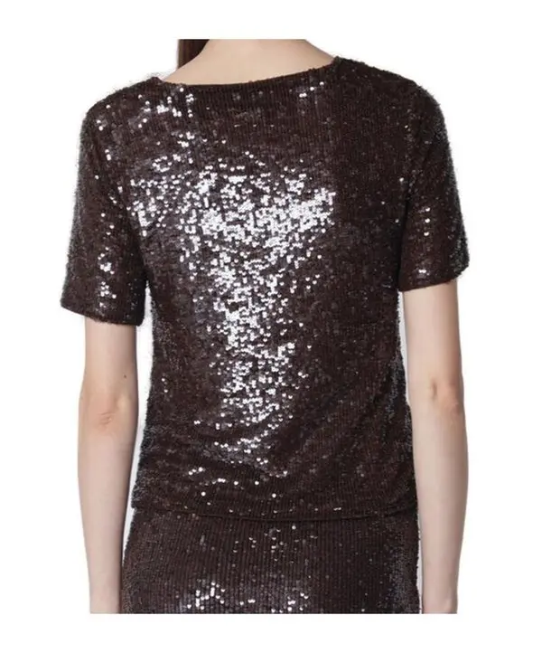 P.a.r.o.s.h Sequin Embellished Short Sleeve Blouse