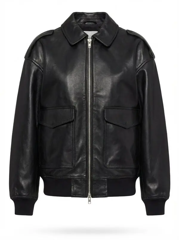 THE FRANKIE SHOP Classic-collar Pocketed Leather Jacket - Black