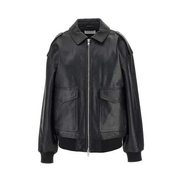 THE FRANKIE SHOP Leather Bomber Jacket - Black
