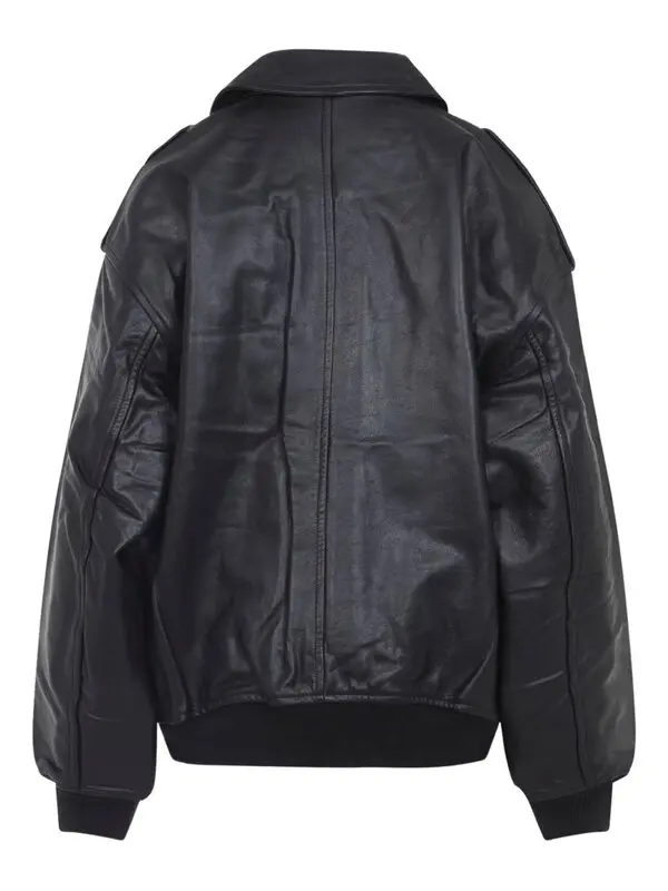 THE FRANKIE SHOP Leather Bomber Jacket - Black