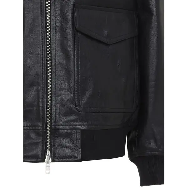 THE FRANKIE SHOP Leather Bomber Jacket - Black