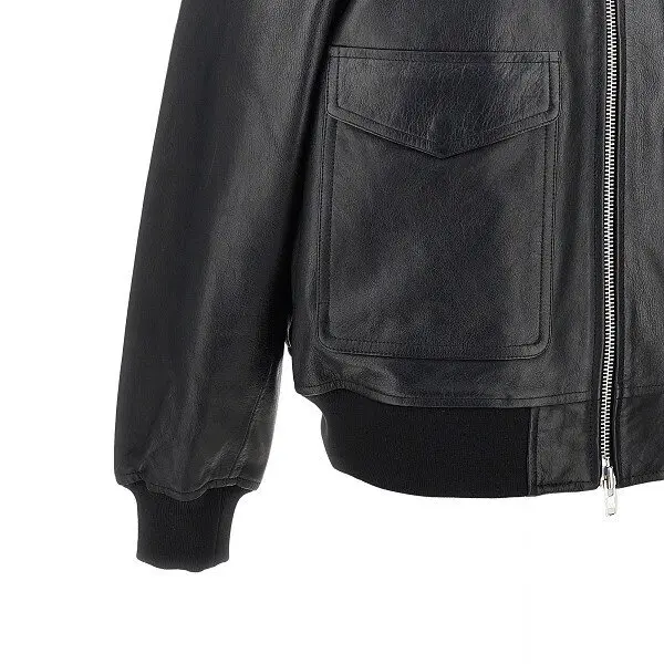 THE FRANKIE SHOP Leather Bomber Jacket - Black