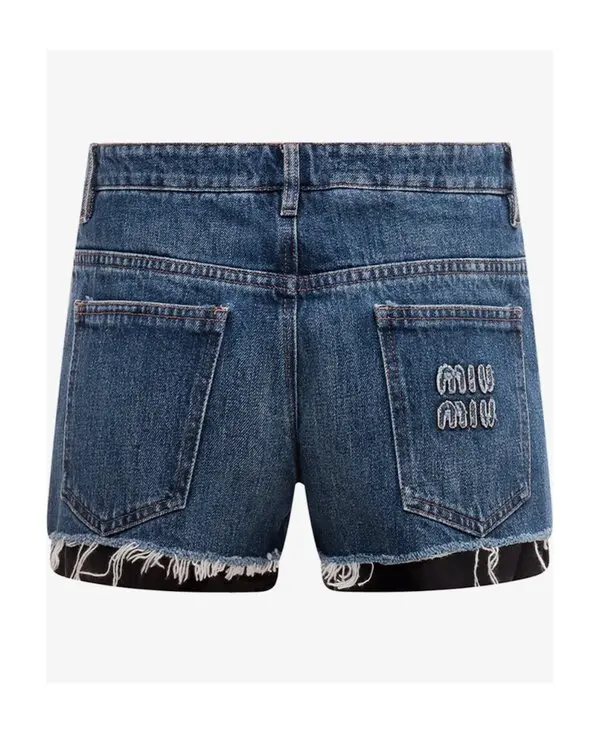 Miu Miu Logo Denim Shorts