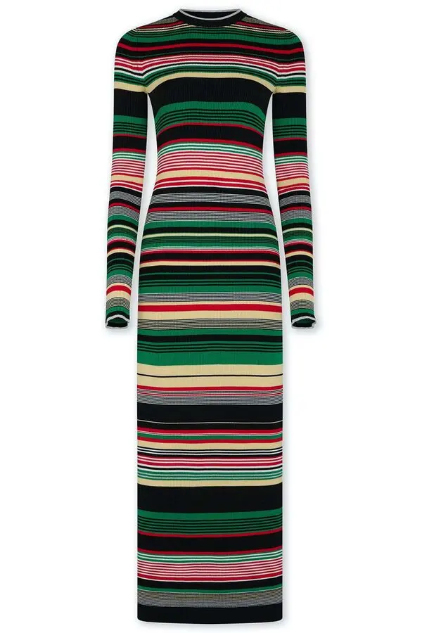 Rabanne Long Sleeve Striped Dress - Black