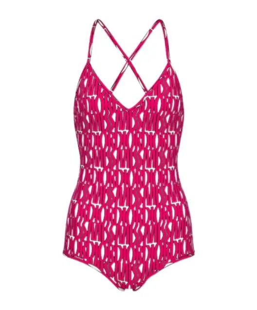 Dior One-piece Swimsuit With Miss Allover Pattern - Peach/white