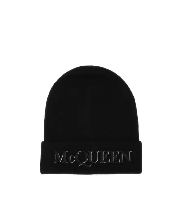 Alexander McQueen Logo Embroidered Beanie - Black