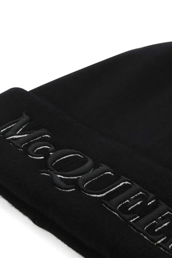 Alexander McQueen Logo Embroidered Beanie - Black