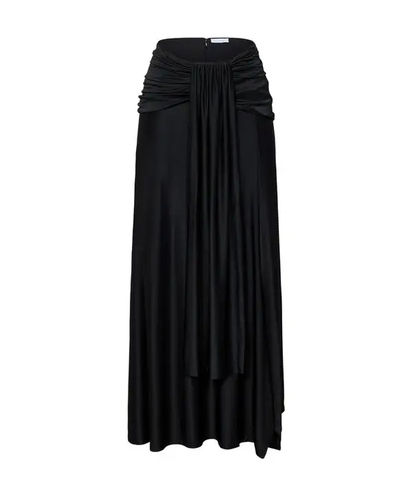 Rabanne Gathered Detailed Midi Skirt - Black