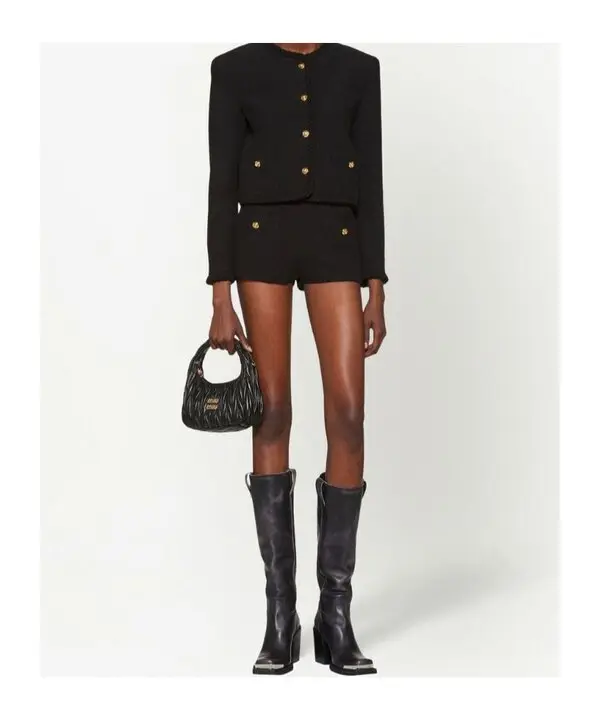 Miu Miu Bouclé Shorts With Button Detail