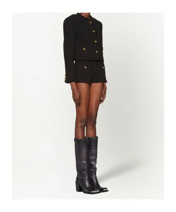Miu Miu Bouclé Shorts With Button Detail