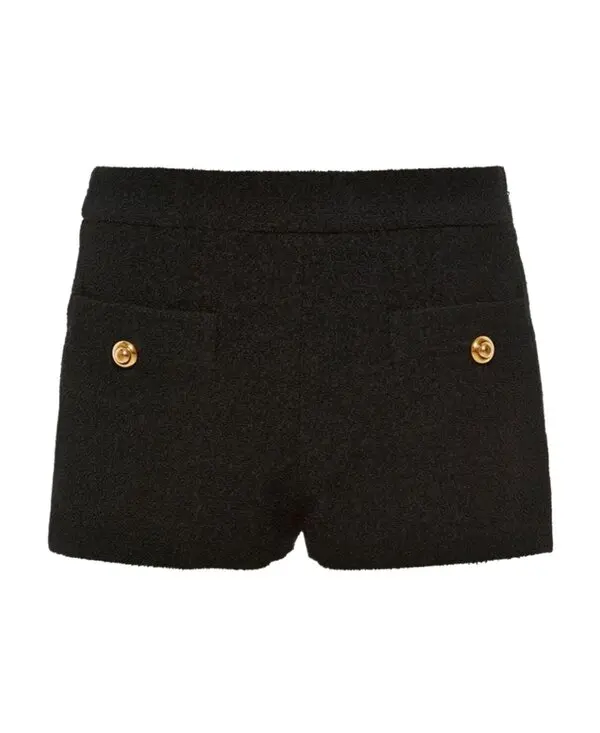 Miu Miu Bouclé Shorts With Button Detail - Black