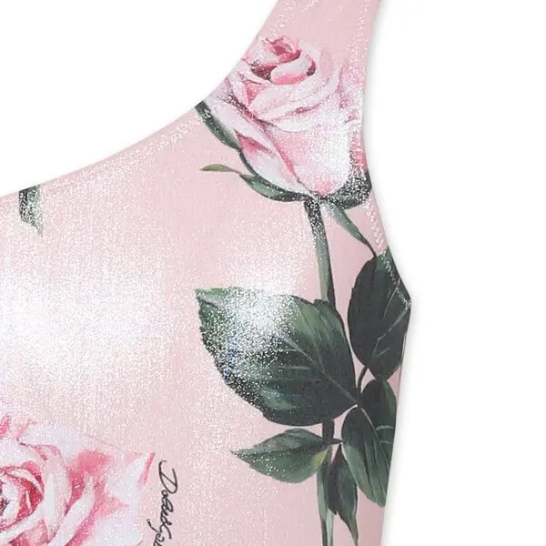 Dolce & Gabbana One-shoulder Floral Print Swimsuit - Pink