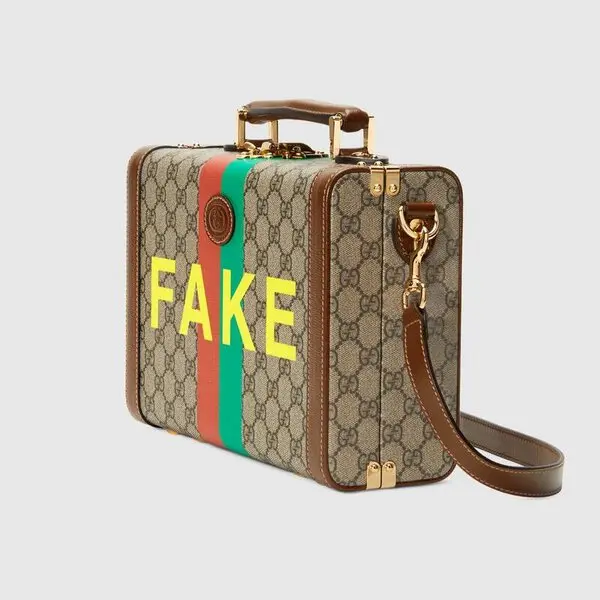 Gucci Monogrammed "fake/not" Print Shoulder Bag