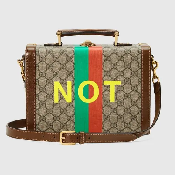 Gucci Monogrammed "fake/not" Print Shoulder Bag
