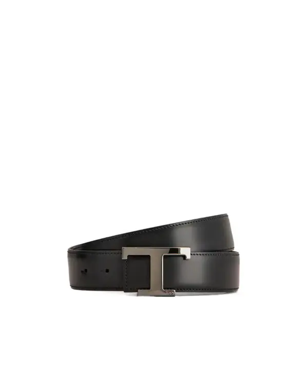 TOD'S Reversible Logo Plaque Buckle Belt - Black