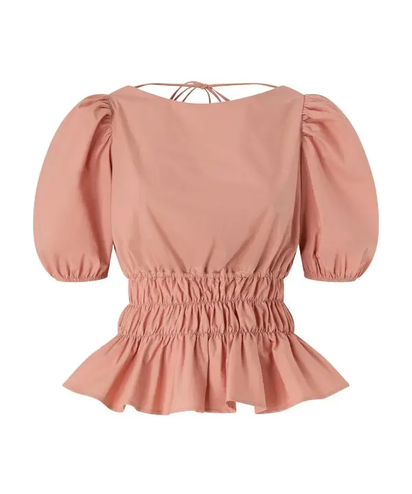 Pinko Puff Sleeve Ruffle Top - Pink