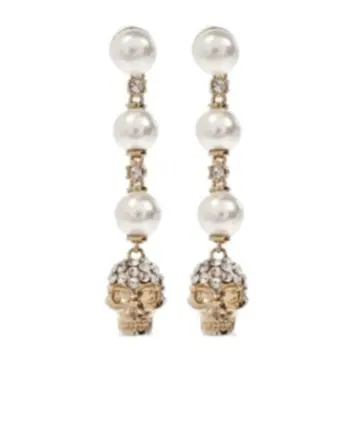 Alexander McQueen Skull Drop Earrings - White