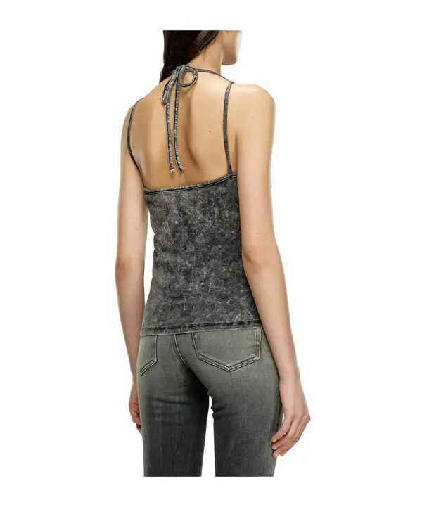 DIESEL® T-maryn Ribbed Tank Top With Hollow Detail And Tie Closure