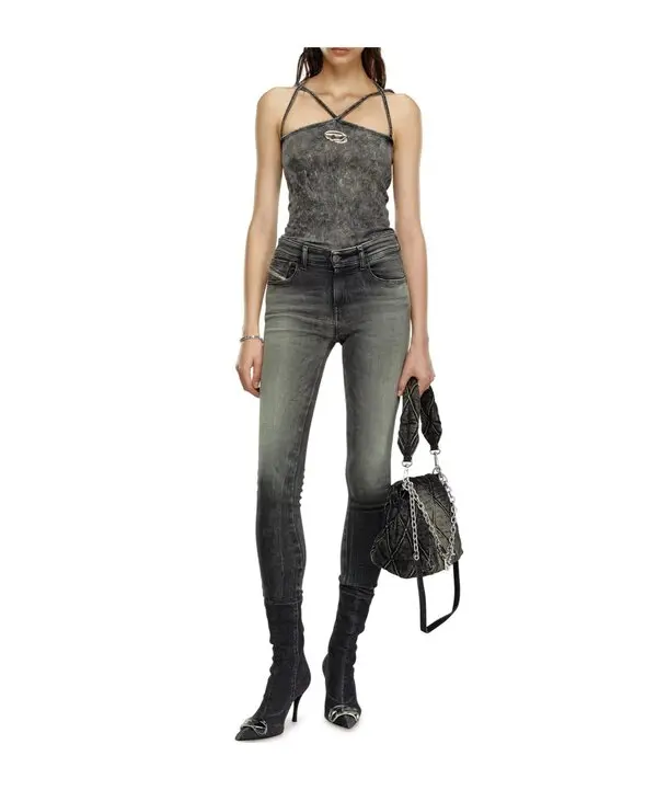 DIESEL® T-maryn Ribbed Tank Top With Hollow Detail And Tie Closure