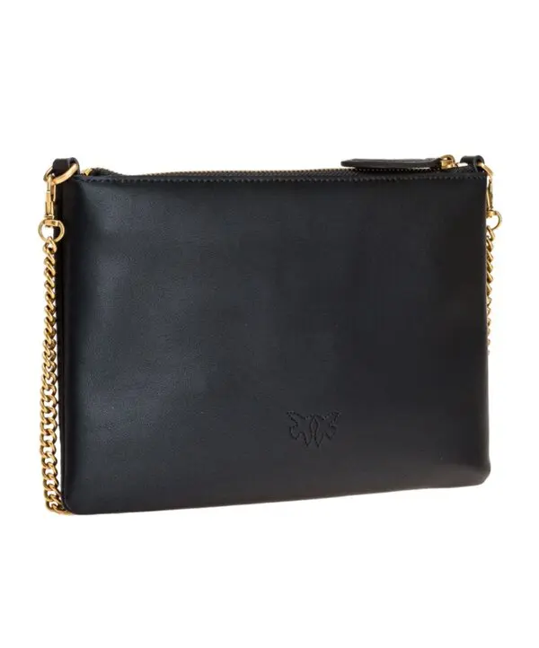 Pinko Logo Plaque Chain-linked Clutch Bag - Brown