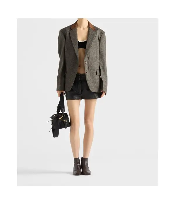 Prada Single-breasted Chevron Jacket With Suede Detailing