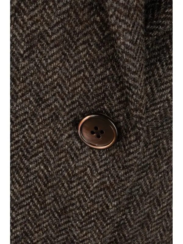 Prada Single-breasted Chevron Jacket With Suede Detailing - Ebony