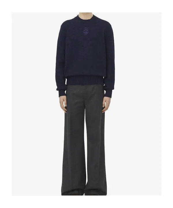 Alexander McQueen Skull Embroidered Crewneck Jumper - Indigo